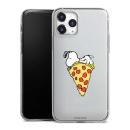 DeinDesign iPhone 11 Pro Handy Slim Case Silikon Handyh&uuml;lle transparent H&uuml;lle extra d&uuml;nn Peanuts Pizza Snoopy Silikon Slim Case