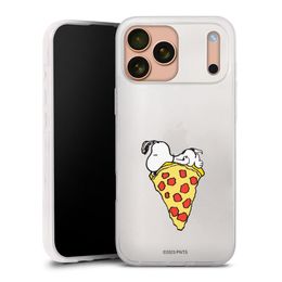 DeinDesign iPhone 17 Pro Max Handy Slim Case Silikon Handyh&uuml;lle transparent H&uuml;lle extra d&uuml;nn Peanuts Pizza Snoopy Silikon Slim Case