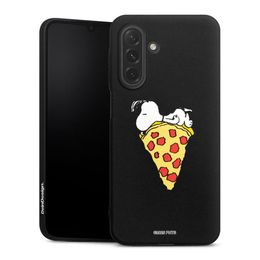DeinDesign Galaxy A26 Handy Premium Silikon H&uuml;lle Handyh&uuml;lle schwarz Case Peanuts Pizza Snoopy Silikon Premium Case