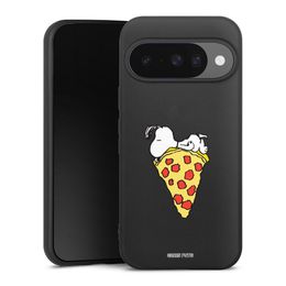 DeinDesign Google Pixel 10 Handy Premium Silikon H&uuml;lle Handyh&uuml;lle schwarz Case Peanuts Pizza Snoopy Silikon Premium Case