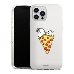 DeinDesign iPhone 13 Pro Max Handy Silikon H&uuml;lle Case transparent Handyh&uuml;lle Peanuts Pizza Snoopy Silikon Case