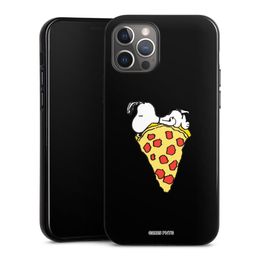 DeinDesign iPhone 12 Pro Handy Silikon H&uuml;lle Case schwarz Handyh&uuml;lle Peanuts Pizza Snoopy