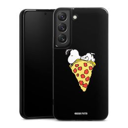 DeinDesign Galaxy S22 Handy Slim Case extra d&uuml;nn Silikon Handyh&uuml;lle schwarz H&uuml;lle Peanuts Pizza Snoopy Silikon Slim Case