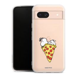 DeinDesign Google Pixel 8a Handy Silikon H&uuml;lle Case transparent Handyh&uuml;lle Peanuts Pizza Snoopy Silikon Case
