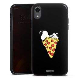 DeinDesign iPhone Xr Handy Silikon H&uuml;lle Case schwarz Handyh&uuml;lle Peanuts Pizza Snoopy