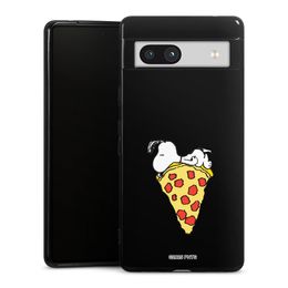 DeinDesign Google Pixel 7a Handy Silikon H&uuml;lle Case schwarz Handyh&uuml;lle Peanuts Pizza Snoopy