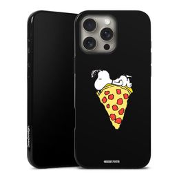 DeinDesign iPhone 16 Pro Max Handy Silikon H&uuml;lle Case schwarz Handyh&uuml;lle Peanuts Pizza Snoopy