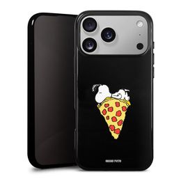 DeinDesign iPhone 17 Pro Max Handy Silikon H&uuml;lle Case schwarz Handyh&uuml;lle Peanuts Pizza Snoopy