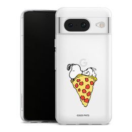 DeinDesign Google Pixel 8 Handy Silikon H&uuml;lle Case transparent Handyh&uuml;lle Peanuts Pizza Snoopy Silikon Case