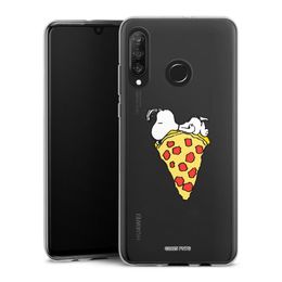 DeinDesign Huawei P30 Lite Handy Silikon H&uuml;lle Case transparent Handyh&uuml;lle Peanuts Pizza Snoopy Silikon Case
