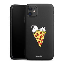 DeinDesign iPhone 11 Handy Premium Silikon H&uuml;lle Handyh&uuml;lle schwarz Case Peanuts Pizza Snoopy Silikon Premium Case