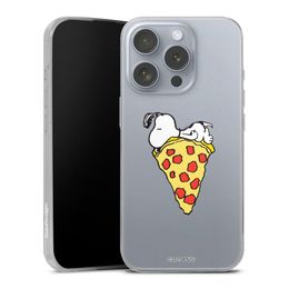 DeinDesign iPhone 16 Pro Handy Slim Case Silikon Handyh&uuml;lle transparent H&uuml;lle extra d&uuml;nn Peanuts Pizza Snoopy Silikon Slim Case