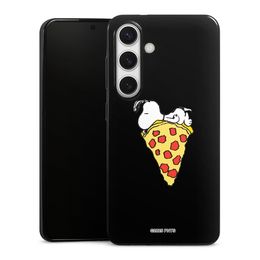 DeinDesign Galaxy S24 Handy Slim Case extra d&uuml;nn Silikon Handyh&uuml;lle schwarz H&uuml;lle Peanuts Pizza Snoopy Silikon Slim Case
