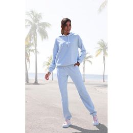 VIVANCE BY LASCANA Sweatpants blau Gr. 44/46 f&uuml;r Damen. Mit Stickerei. Basic. Nachhaltig.