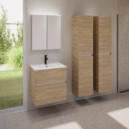 evineo ineo5 evo Unterschrank B: 60 cm mit 2 Ausz&uuml;gen, Slim-Waschtisch wei&szlig; matt, mit ineo Spiegelschrank CH,, BE0834WM+BE0956OA+BEA040MI,