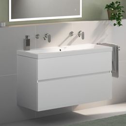 Geberit iCon Light Doppelwaschtisch, evineo ineo5 evo Unterschrank B: 120 cm, 2 Ausz&uuml;ge, mit Griffmulde,, 501837003+BE0979WH,