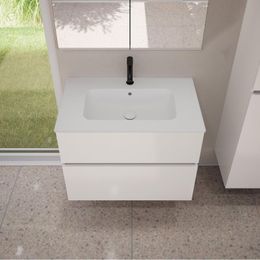 evineo ineo5 evo Unterschrank B: 80 cm mit 2 Ausz&uuml;gen, Slim-Waschtisch wei&szlig; matt,, BE0835WM+BE0957WH,