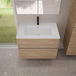 evineo ineo5 evo Unterschrank B: 80 cm mit 2 Ausz&uuml;gen, Slim-Waschtisch wei&szlig; matt,, BE0835WM+BE0957OA,
