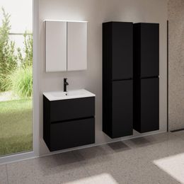 evineo ineo5 evo Unterschrank B: 60 cm mit 2 Ausz&uuml;gen, Slim-Waschtisch wei&szlig; matt, mit ineo Spiegelschrank CH,, BE0834WM+BE0956BM+BEA040MI,