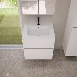 evineo ineo5 evo Unterschrank B: 60 cm mit 2 Ausz&uuml;gen, Slim-Waschtisch wei&szlig; matt,, BE0834WM+BE0956WM,