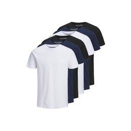 Jack & Jones T-Shirt JACK & JONES "T-Shirt JJEORGANIC BASIC TEE O-NECK 3PK 6er Pack", Herren, Gr. L, bunt (wei&szlig;, marineblau, schwarz), Obermaterial: 100% Baumwolle CO(Bio)., Shirts T-Shirt