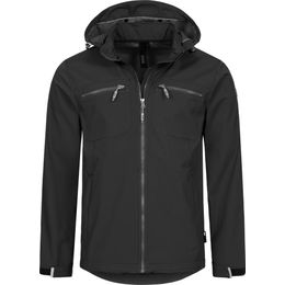 Softshelljacke LPO "LAC SIMARD NEW II Men", Herren, Gr. S, schwarz, 96% Polyester; 4% Elasthan, bequem, mit verstellbarem Klettverschluss, Jacken Softshelljacke, mit abnehmbarer Kapuze