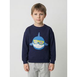 Sweatshirt Blue Seven, M&auml;dchen, Gr. 134, ultramarin, Sweatware, Obermaterial: 100% Baumwolle, bedruckt, unifarben, Basic normal, Rundhals, Rippb&uuml;ndchen, Sweatshirts Sweatshirt, mit cooler aufgesetzter Tasche
