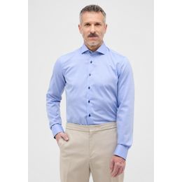 Langarmhemd Eterna "SLIM FIT", Herren, Gr. 45, Normalgr&ouml;&szlig;en, blau, 100% Baumwolle, schmal, Manschette, Hemden Langarmhemd, NON IRON (b&uuml;gelfrei)