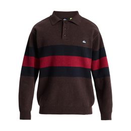 Polokragenpullover Quiksilver "Cooper Polo", Damen, Gr. L, schwarz rugby polo stripes, Obermaterial: 48% Walkfrottier, 47% Microfaser, 5% andere Fasern;, Pullover Polokragenpullover
