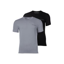 T-Shirt Emporio Armani "T-Shirt CORE LOGOBAND 2er Pack", Herren, Gr. S, grau (grau, schwarz), Obermaterial: 95% Baumwolle CO. 5% Elasthan EL., Shirts T-Shirt