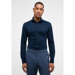 Langarmhemd Eterna "SLIM FIT", Damen, Gr. 44, Normalgr&ouml;&szlig;en, blau (dunkelblau), Jersey, 100% Baumwolle, schmal, Manschette, Hemden Langarmhemd, NON IRON (b&uuml;gelfrei)