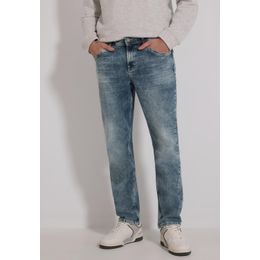 Regular-fit-Jeans Street One MEN, Herren, Gr. 38, L&auml;nge 32, soft gr&uuml;ncast random wash, Jeans, 88% Baumwolle, 10% Polyester, 2% Elasthan, unifarben, lang, Jeans, Middle Waist
