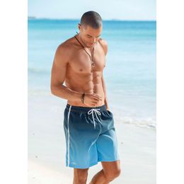 Badeshorts Buffalo, Herren, Gr. XXL (58/60), N-Gr, blau (marine, blau), Microfaser, Microfaser, Polyester, Farbverlauf, bedruckt, Badehosen Badeshorts, mit Farbverlauf