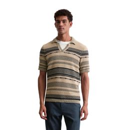 Marc O'Polo Strickpullover MARC O'POLO "mit Struktur-Mix", Herren, Gr. L, medium beige, Obermaterial: 86% Baumwolle, 14% Polyamid, gestreift, Pullover Strickpullover