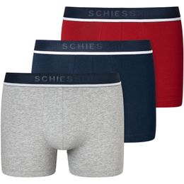 Boxer Schiesser "95/5", Herren, Gr. 4, bunt (909, rot, blau, grau meliert), Jersey, Obermaterial: 95% Baumwolle, 5% Elasthan, meliert, unifarben, eng, Unterhosen, mit sportlichem Logo-Webgummibund