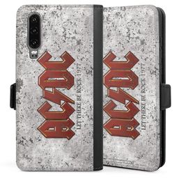 DeinDesign Huawei P30 Handy Klapph&uuml;lle Handyh&uuml;lle aus Kunst Leder schwarz Flip Case Merchandise Acdc Logo Sideflip mit langer Lasche