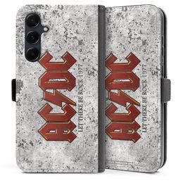DeinDesign Galaxy A35 5G Handy Klapph&uuml;lle Handyh&uuml;lle aus Kunst Leder schwarz Flip Case Merchandise Acdc Logo Sideflip mit Lasche