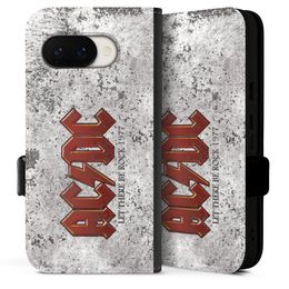 DeinDesign Google Pixel 9a Handy Klapph&uuml;lle Handyh&uuml;lle aus Kunst Leder schwarz Flip Case Merchandise Acdc Logo Sideflip mit Lasche