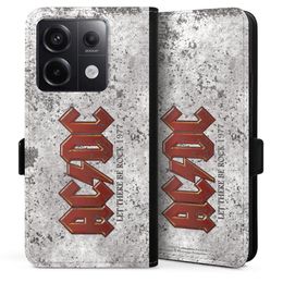 DeinDesign Xiaomi Redmi Note 13 Pro 5G Handy Klapph&uuml;lle Handyh&uuml;lle aus Kunst Leder schwarz Flip Case Merchandise Acdc Logo Sideflip mit Lasche