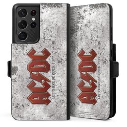 DeinDesign Galaxy S21 Ultra 5G Handy Klapph&uuml;lle Handyh&uuml;lle aus Kunst Leder schwarz Flip Case Merchandise Acdc Logo Sideflip mit Lasche