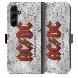 DeinDesign Galaxy A55 5G Handy Klapph&uuml;lle Handyh&uuml;lle aus Kunst Leder schwarz Flip Case Merchandise Acdc Logo Sideflip mit Lasche
