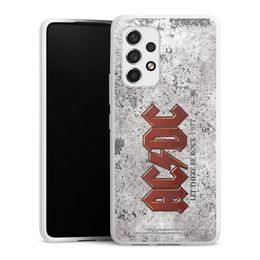 DeinDesign Galaxy A53 5G Handy Silikon H&uuml;lle Case wei&szlig; Handyh&uuml;lle Logo Acdc Merchandise Silikon Case