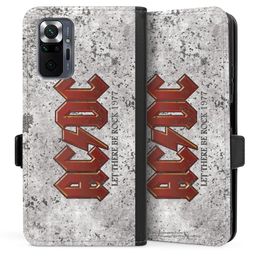 DeinDesign Xiaomi Redmi Note 10 Pro Handy Klapph&uuml;lle Handyh&uuml;lle aus Kunst Leder schwarz Flip Case Merchandise Acdc Logo Sideflip mit langer Lasche