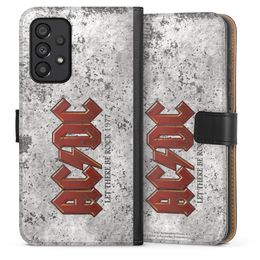 DeinDesign Galaxy A33 5G Handy Klapph&uuml;lle Handyh&uuml;lle aus Kunst Leder schwarz Flip Case Merchandise Acdc Logo Sideflip mit langer Lasche