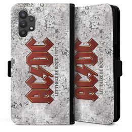 DeinDesign Galaxy A32 5G Handy Klapph&uuml;lle Handyh&uuml;lle aus Kunst Leder schwarz Flip Case Merchandise Acdc Logo Sideflip mit langer Lasche