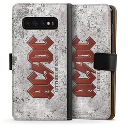 DeinDesign Galaxy S10 Handy Klapph&uuml;lle Handyh&uuml;lle aus Kunst Leder schwarz Flip Case Logo Acdc Merchandise Sideflip mit Lasche