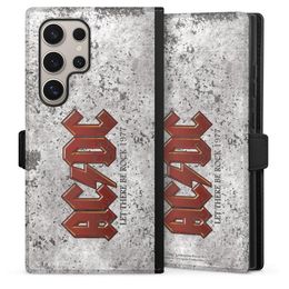 DeinDesign Galaxy S24 Ultra Handy Klapph&uuml;lle Handyh&uuml;lle aus Kunst Leder schwarz Flip Case Merchandise Acdc Logo Sideflip mit Lasche