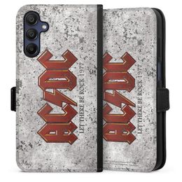 DeinDesign Galaxy A15 Handy Klapph&uuml;lle Handyh&uuml;lle aus Kunst Leder schwarz Flip Case Merchandise Acdc Logo Sideflip mit Lasche