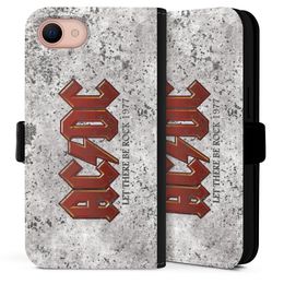 DeinDesign iPhone 16e Handy Klapph&uuml;lle Handyh&uuml;lle aus Kunst Leder schwarz Flip Case Merchandise Acdc Logo Sideflip mit Lasche
