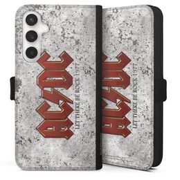 DeinDesign Galaxy S24 FE 5G Handy Klapph&uuml;lle Handyh&uuml;lle aus Kunst Leder schwarz Flip Case Merchandise Acdc Logo Sideflip mit Lasche